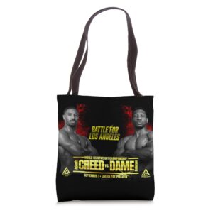 creed vs dame poster yellow tote bag