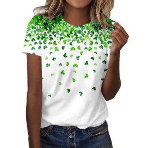 cggmvcg st patricks day shirt women short sleeve casual top shamrock shirts st. patrick's day clover st patricks day womens clothing (z01 white, xl)