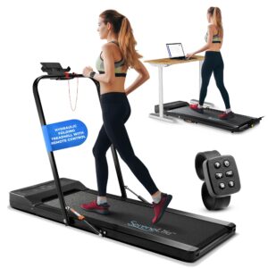 serenelife folding treadmill exercise running machine, under desk storage, electric motorized with16 pre-set program, bluetooth integration, home gym/office, walking or jogging, 265lbs capacity