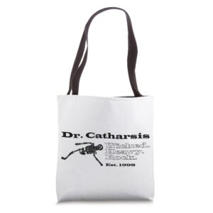 dr. catharsis whr est.1998 (black) tote bag