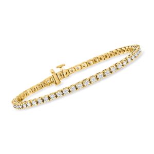 ross-simons 3.00 ct. t.w. diamond tennis bracelet in 18kt gold over sterling. 7 inches