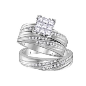 dazzlingrock collection 0.82 carat (ctw) 3/4 ctw-diamond trio set, 10k white gold, size 10