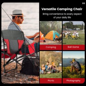 Tangkula Camping Chairs, Folding Camp Chair with Side Table, Cooler Bag, Portable Outside Padded Lawn Chair for Travel, Picnic, Fishing, Heavy Duty Oversized Director Chair for Adults, Supports 400lbs