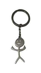 pendantify funny middle finger doodle keychain | flip off doodle keychain | smiley stickman matchstick doodle keychain (silver)