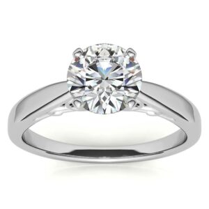 facets jewels full white d color 1.00 carat round cut vvs1 moissanite diamond solitaire ring engagement and wedding ring - 925 sterling silver size 6.5