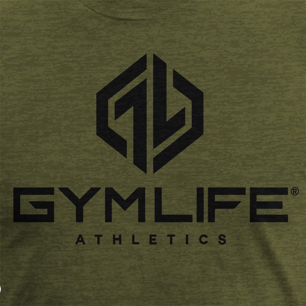 GYM LIFE Men's Power Up Athletic Performance Short Sleeve Workout T-Shirt, Olive Green (3X-Large)