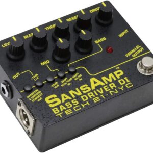 Tech 21 SansAmp Bass Driver DI V2 Pedal Bundle w/Guitar Patch Cables 1/4, 12x Fender Picks & Liquid Audio Polishing Cloth- Bass DI Box, XLR Output Guitar Effects, Bass Guitar Kit, Bass Driver Pedal