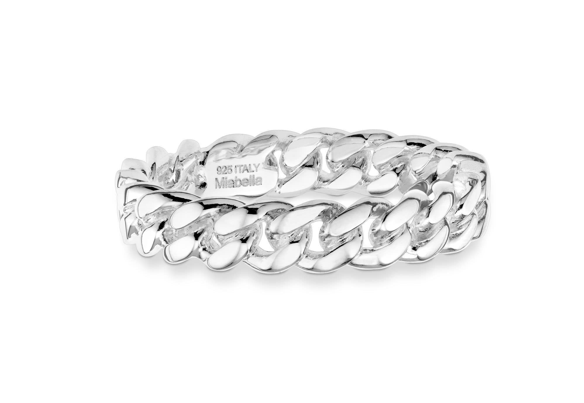 Miabella 925 Sterling Silver Italian 4mm Cuban Link Band Ring for Women Made in Italy (12)