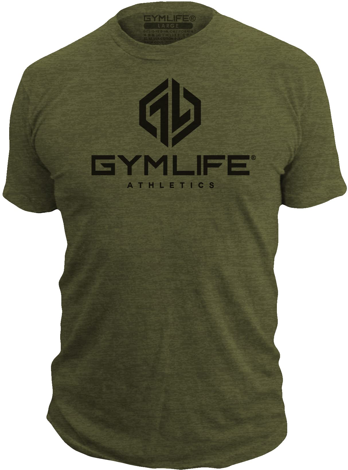 GYM LIFE Men's Power Up Athletic Performance Short Sleeve Workout T-Shirt, Olive Green (3X-Large)