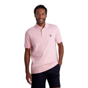 chaps men's polo shirt - classic fit short sleeve 2-button double knit cotton polo shirt (s-xl), size medium, pink carnation