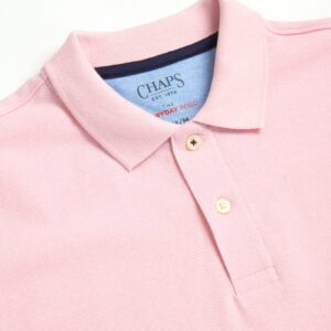 Chaps Men's Polo Shirt - Classic Fit Cotton Collared Short Sleeve Mens Golf Shirts - Casual Work Shirts for Men (S-2XL), Size Small, Oxford Pink