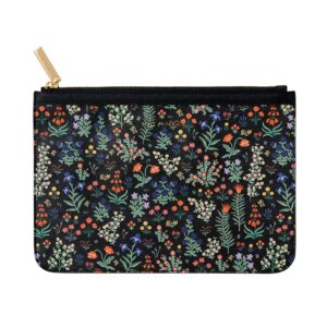 RIFLE PAPER CO. Clutch | 2 Slots for Credit Cards or ID, Gold Zipper and Hardware, Printed in Full Color with Foil Stamped Logo, Wipe Clean (9.75" L × 7" W), Menagerie Garden