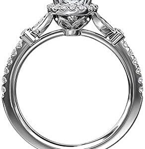 DALOZA 1.40 CT 925 Sterling Silver Oval Moissanite Halo Vintage Style Engagement Ring Promise Ring For Women (4.5)