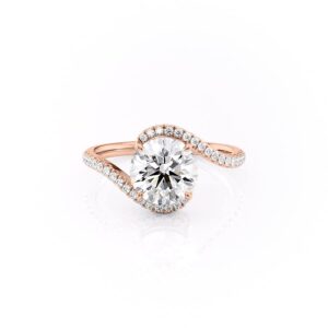 1.00 ct round colorless moissanite twisted engagement ring wedding/bridal ring set solitaire halo style 925 silver vintage antique anniversary bridal diamond sets wedding rings (rose, 7.5)