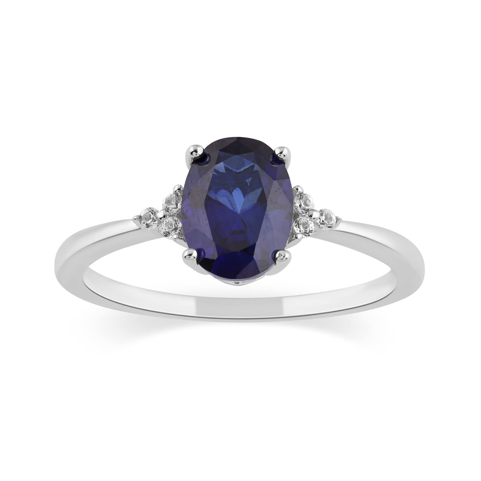 ZKS Designs Created Blue Sapphire and Created White Sapphire Gemstone Bridal Ring-Set For Women - 925 Sterling Silver - Ring Enhancer Band Bridal Set - Gemstone Birthstone Rings for Women (7)