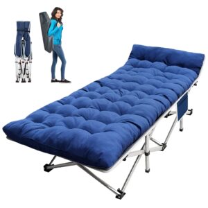 faysore camping cot cots for sleeping with mattress cots for camping for adults with camfortable pad heavy duty camping bed with carry bag folding cot for hiking home office nap and vacation