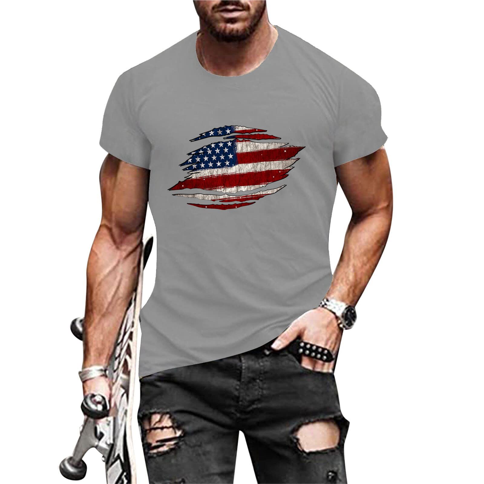 Mens Shirts Short Sleeve Slim Fit Graphic Novelty Adult Basic T-Shirt Funny Graphic Print Crewneck Shirt Streetwear Men's Performance Tech T-Shirt