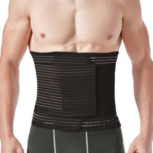 abdominal binder for post surgery & postpartum recovery, abdomen hernia support belt for women & men (black, x-large)