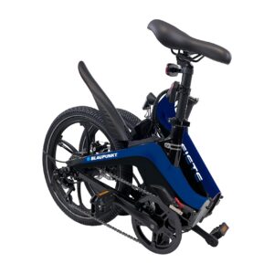 BLAUPUNKT FIETE 20 Inch Folding Electric Bike, Pedal and Throttle Assist, Foldable Step-Through Frame, UL Certified eBike for Adults, Blue/Black