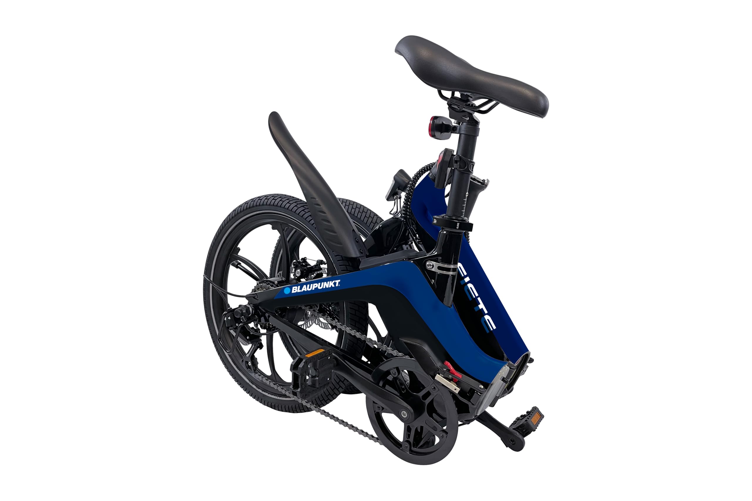 BLAUPUNKT FIETE 20 Inch Folding Electric Bike, Pedal and Throttle Assist, Foldable Step-Through Frame, UL Certified eBike for Adults, Blue/Black