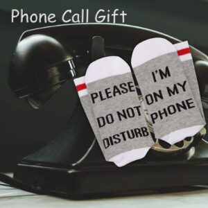 TSOTMO Phone Socks Make Phone Calls Gift Video Telephone Gift Phone Lovers Gifts I'M On My Phone Socks For Men Women (Phone Socks)