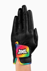 pxg women's pride premium fit players golf glove - 100% cabretta leather with cotton-based elastic rainbow wristband