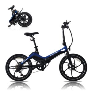 blaupunkt fiete 20 inch folding electric bike, pedal and throttle assist, foldable step-through frame, ul certified ebike for adults, blue/black