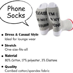 TSOTMO Phone Socks Make Phone Calls Gift Video Telephone Gift Phone Lovers Gifts I'M On My Phone Socks For Men Women (Phone Socks)