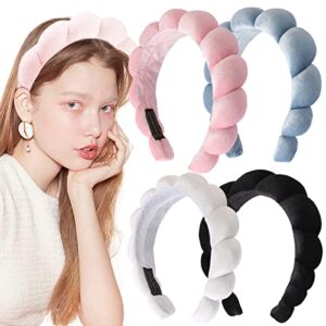 women's spa headband four - sponge and terry cloth headband for skin care, face wash, makeup, makeup removal, shower, hair care, etc. (color mix 4pcs)