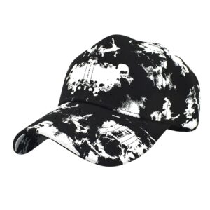 men tie dye baseball cap fashion spring relaxed adjustable strapback cap summer sunscreen sun hat ideas gift (black, one size)