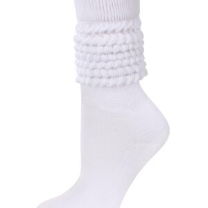 JOCMIC Slouch Socks for Women, Extra Long Women Scrunch Socks, White Stacked Socks Size 6-11 White