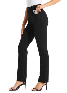 willit 33" women's yoga dress pants straight leg work slacks stretchy office casual pants 4 pockets belt loops black xxl