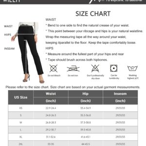 Willit 33" Women's Yoga Dress Pants Straight Leg Work Slacks Stretchy Office Casual Pants 4 Pockets Belt Loops Black XXL