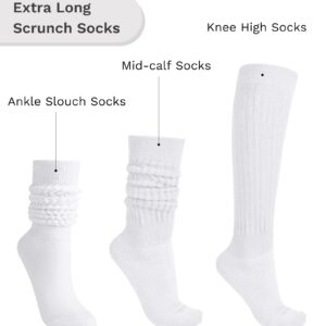 JOCMIC Slouch Socks for Women, Extra Long Women Scrunch Socks, White Stacked Socks Size 6-11 White