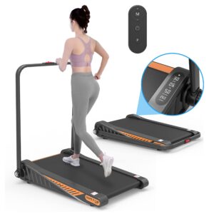 wildken walking pad, folding treadmill under desk with handlebar & ergonomic 10% incline, home treadmill 2 in 1 walking and jogging with remote control lcd display for home gym indoor office use