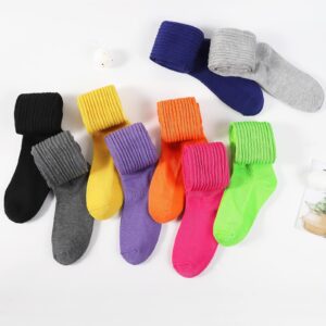 JOCMIC Slouch Socks for Women, Extra Long Women Scrunch Socks, White Stacked Socks Size 6-11 White