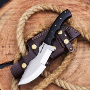 susa knives handmade d2 steel tracker knife - survival knife - camping knife - black tactical knife - hunting knife with sheath horizontal carry fixed blade knife (black)