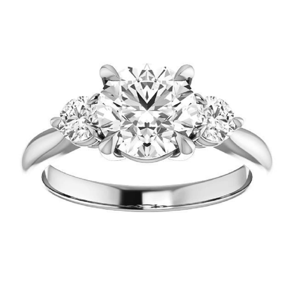 925 Silver, 10K/14K/18K Solid Gold Moissanite Engagement Ring, 3 CT Round Cut Handmade Solitaire Ring Diamond Wedding Ring for Woman, Birthday Gift for Her, VVS1 Colorless