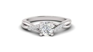 1.00 carat tw women's moissanite and natural diamonds engagement ring in 10k white gold, size 7