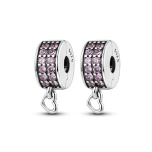 parmuz clip spacer charm for bracelet 925 sterling silver pave cubic zirconia clip lock spacer stopper charm bead star moon evil eye charms jewelry gift for woman