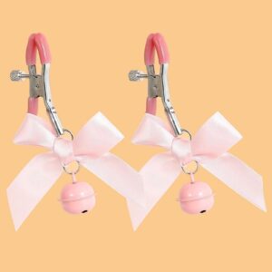 2Pcs Adult Non-Piercing Body Ring Clip Adjustable Breast Circle Clamp ( Color : Bow tie Pink , Size : One Size )