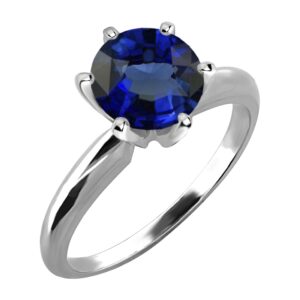 dazzlingrock collection 6.5mm round lab created blue sapphire blue sapphire solitaire anniversary wedding ring for her in 925 sterling silver size 8.5