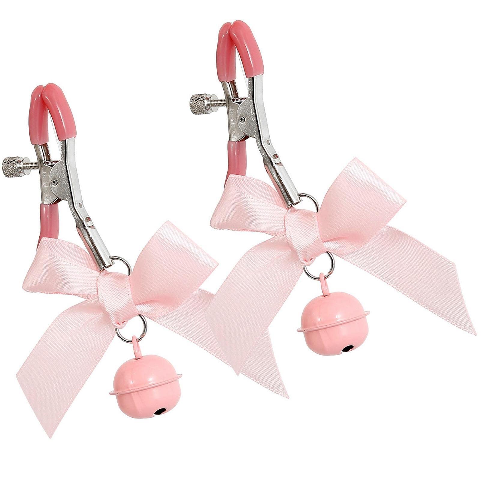 2Pcs Adult Non-Piercing Body Ring Clip Adjustable Breast Circle Clamp ( Color : Bow tie Pink , Size : One Size )