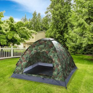 Camping Dome Tent Camouflage, Lightweight Waterproof Camping Tent with Carry Bag Portable Windproof Backpacking Tent Spacious Family Tents for Outdoor Camping Hiking (1-2 Person)