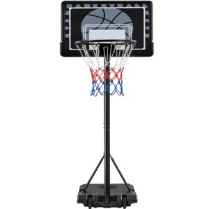 yaheetech height adjustable basketball hoop stand portable basketball goal system set with 30'' pe backboard w/ 2 wheels 7.2ft-8.2ft height use for indoor & outdoor sports