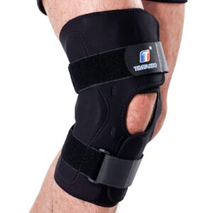 hinged knee brace,adjustable knee braces for knee pain with removable dual side stabilizers,plus size knee support for pain relief,arthritis,meniscus tear,relieves acl, mcl, pcl,left/right,men/women