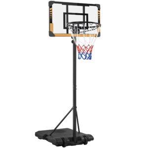 topeakmart adjustable basketball hoop net stand system portable basketball goals set with 28'' width pvc backboard & 2 wheels for youth