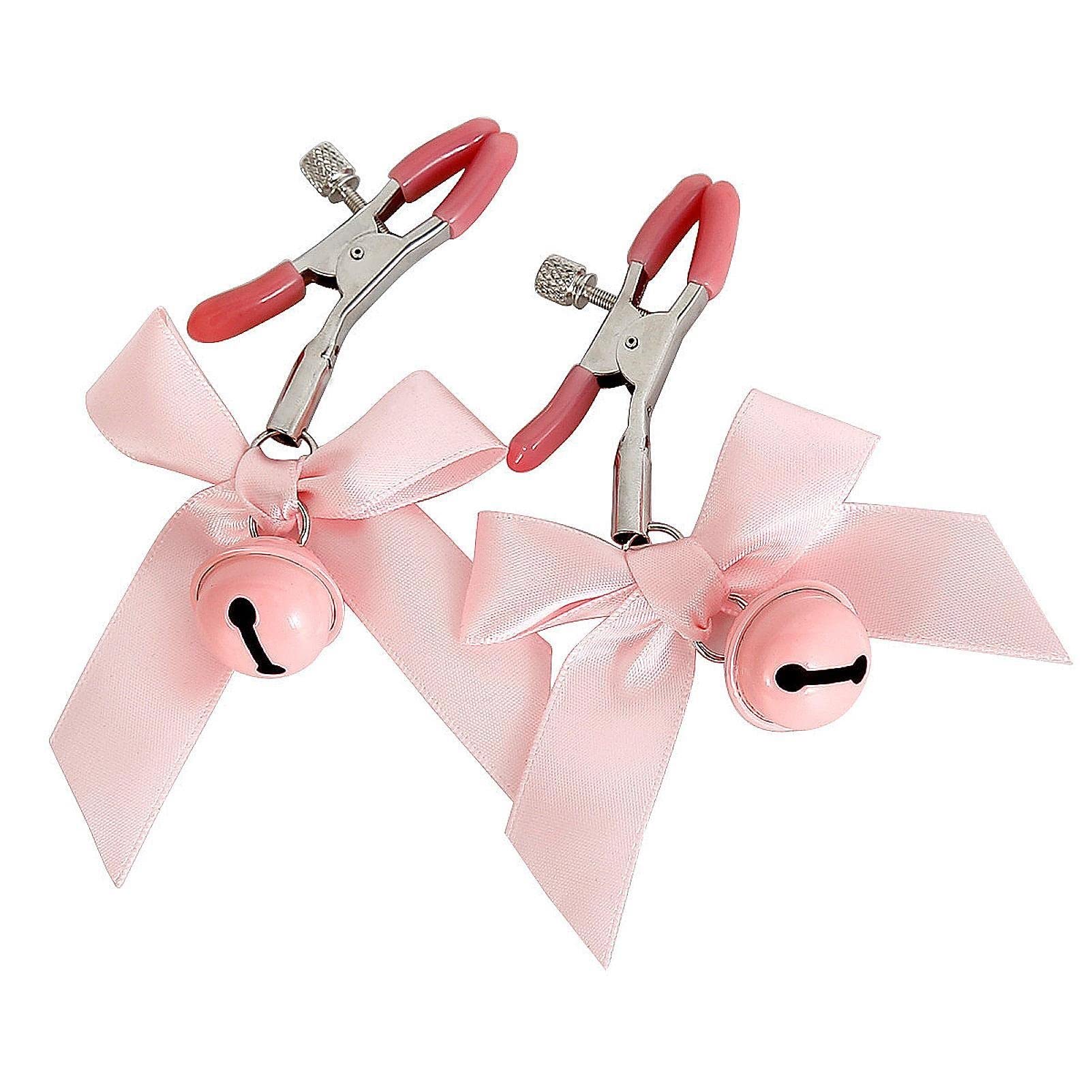 2Pcs Adult Non-Piercing Body Ring Clip Adjustable Breast Circle Clamp ( Color : Bow tie Pink , Size : One Size )