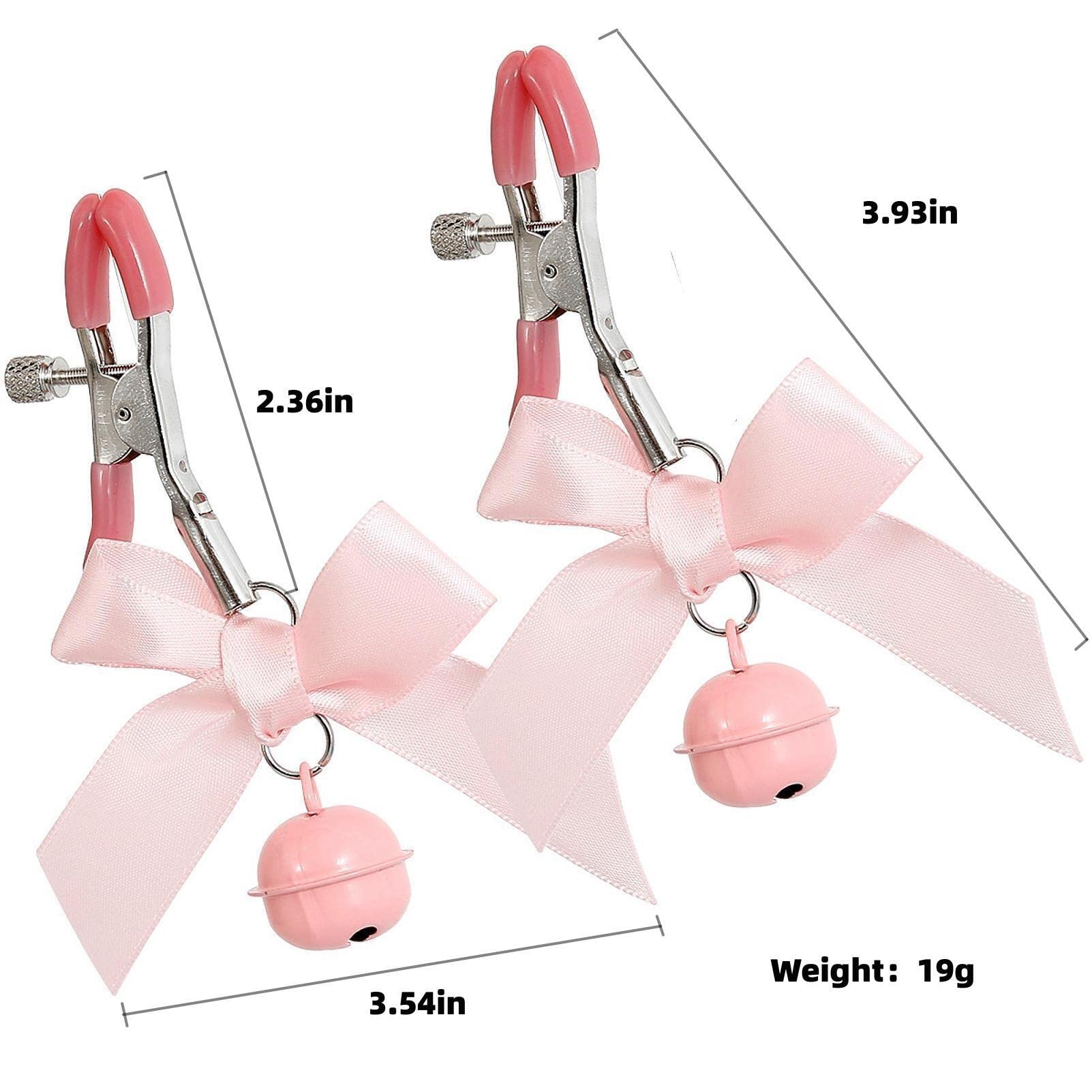 2Pcs Adult Non-Piercing Body Ring Clip Adjustable Breast Circle Clamp ( Color : Bow tie Pink , Size : One Size )