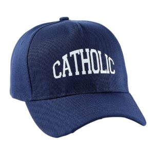 needzo catholic baseball cap, adjustable trucker hat, one size fits most navy